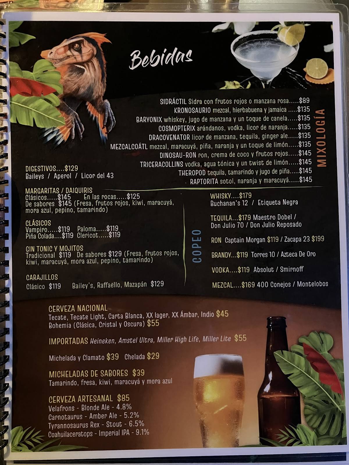 Carta del restaurante Jurassic Food & Adventure, Saltillo