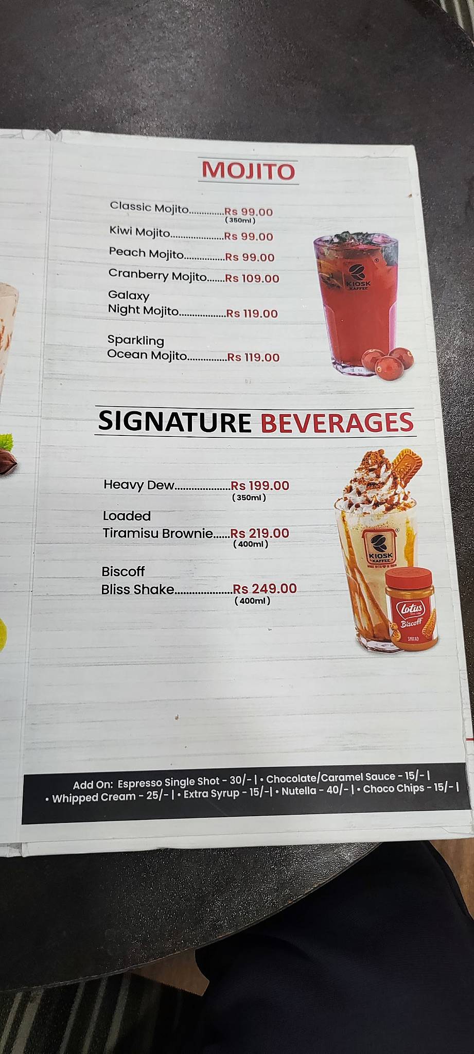 Menu at KIOSK KAFFEE, Pune, Lane No. 6