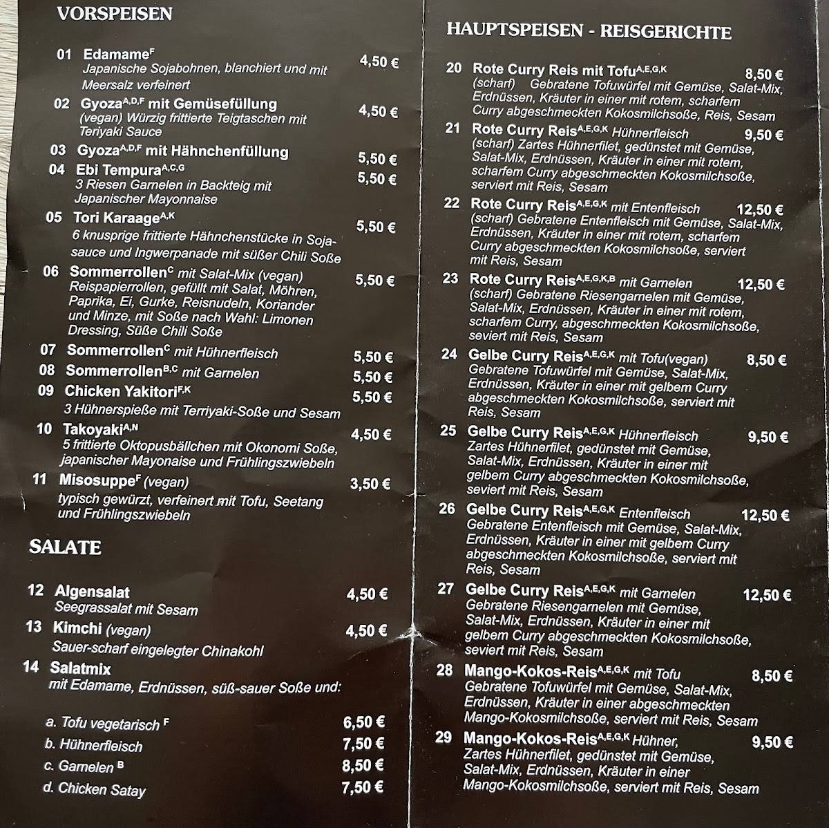 Speisekarte von KIRIGAMI restaurant, Lindau (Bodensee)