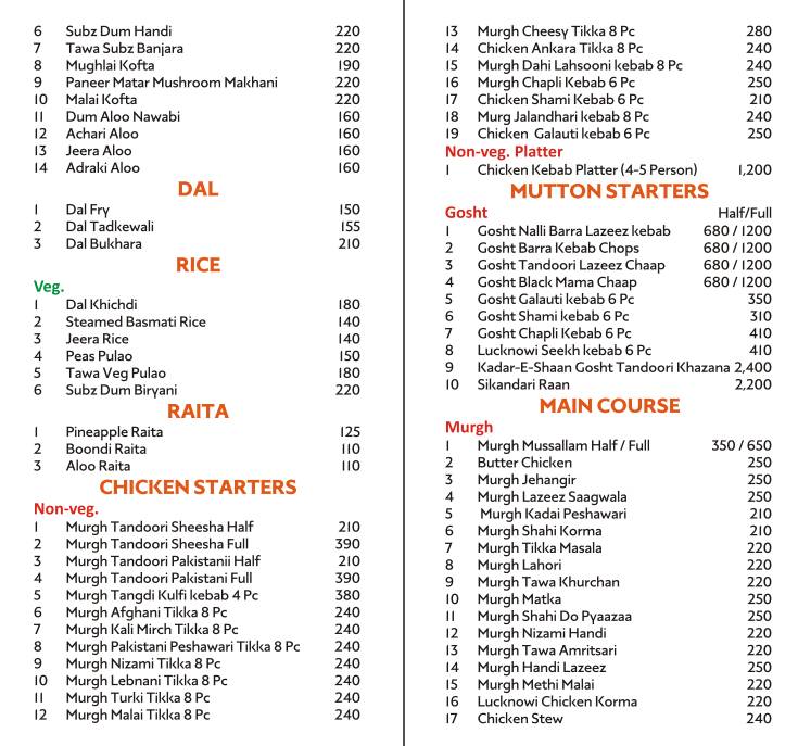 Menu at KK's Rutba Gazeebo, Thane