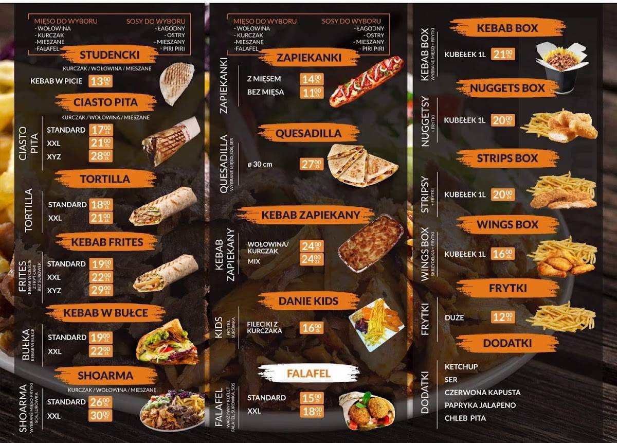 Menu at Kebab U Ahmeda restaurant, Dzialdowo