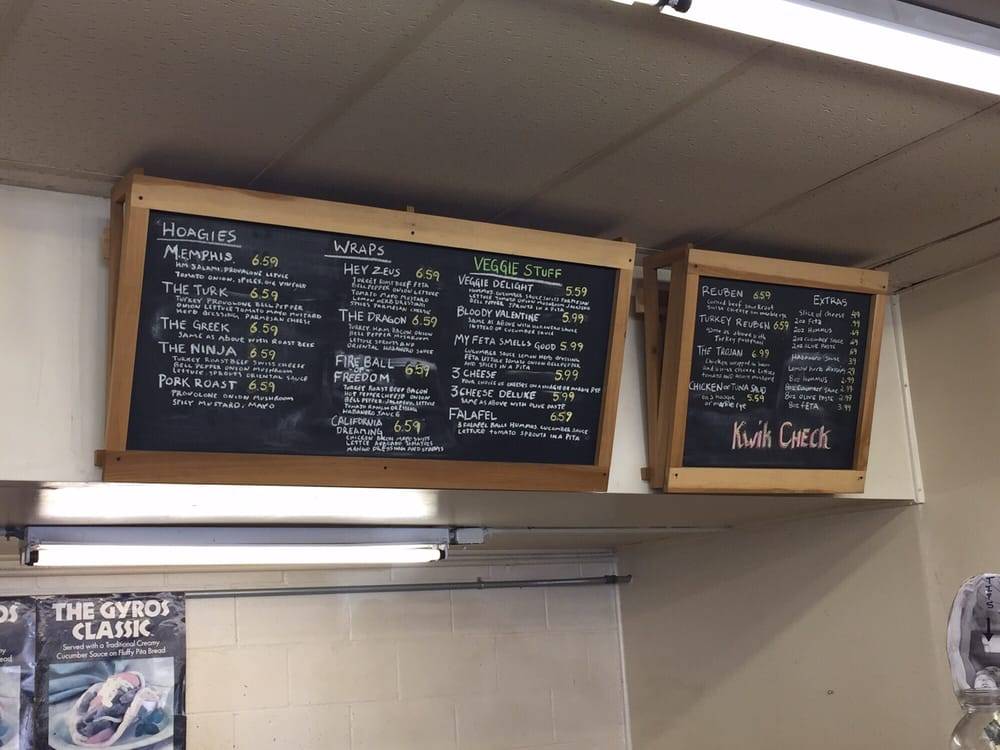 Menu at Kwik Chek restaurant, Memphis