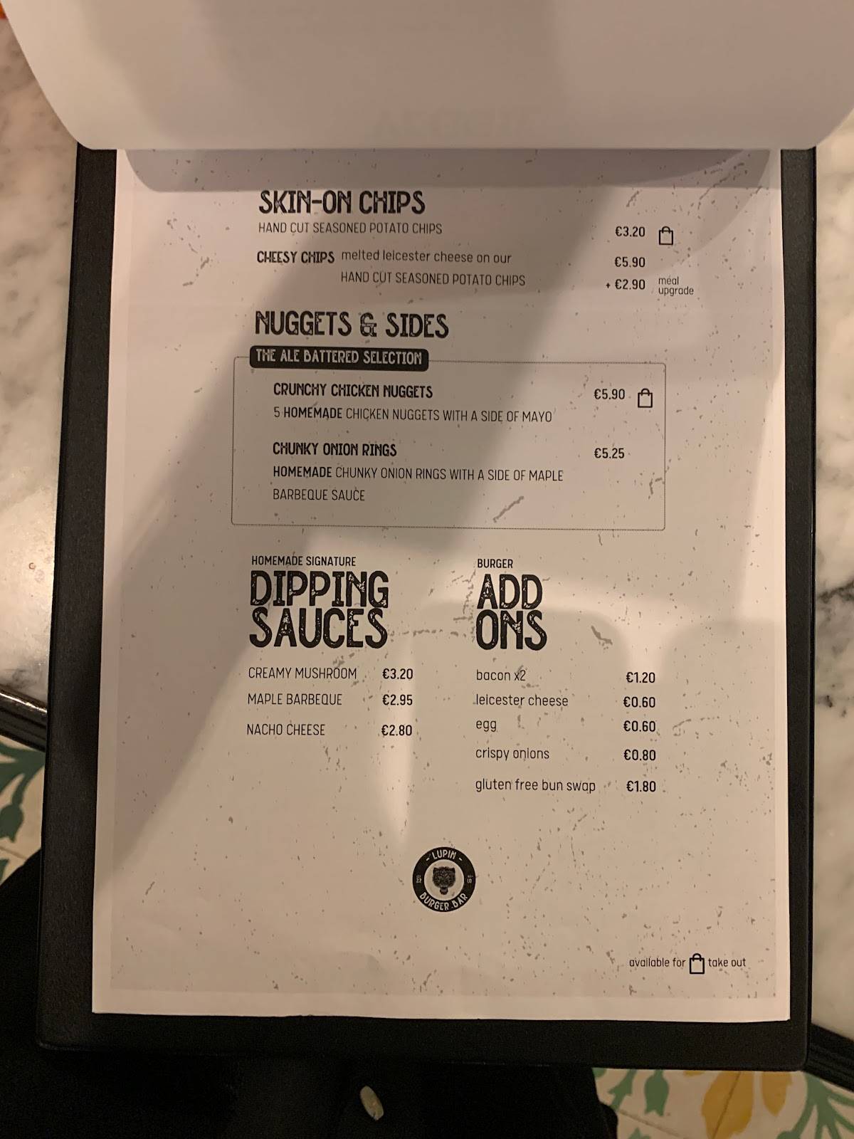 Menu at LUPIN Burger Bar & Pizza, Haz-Zebbug