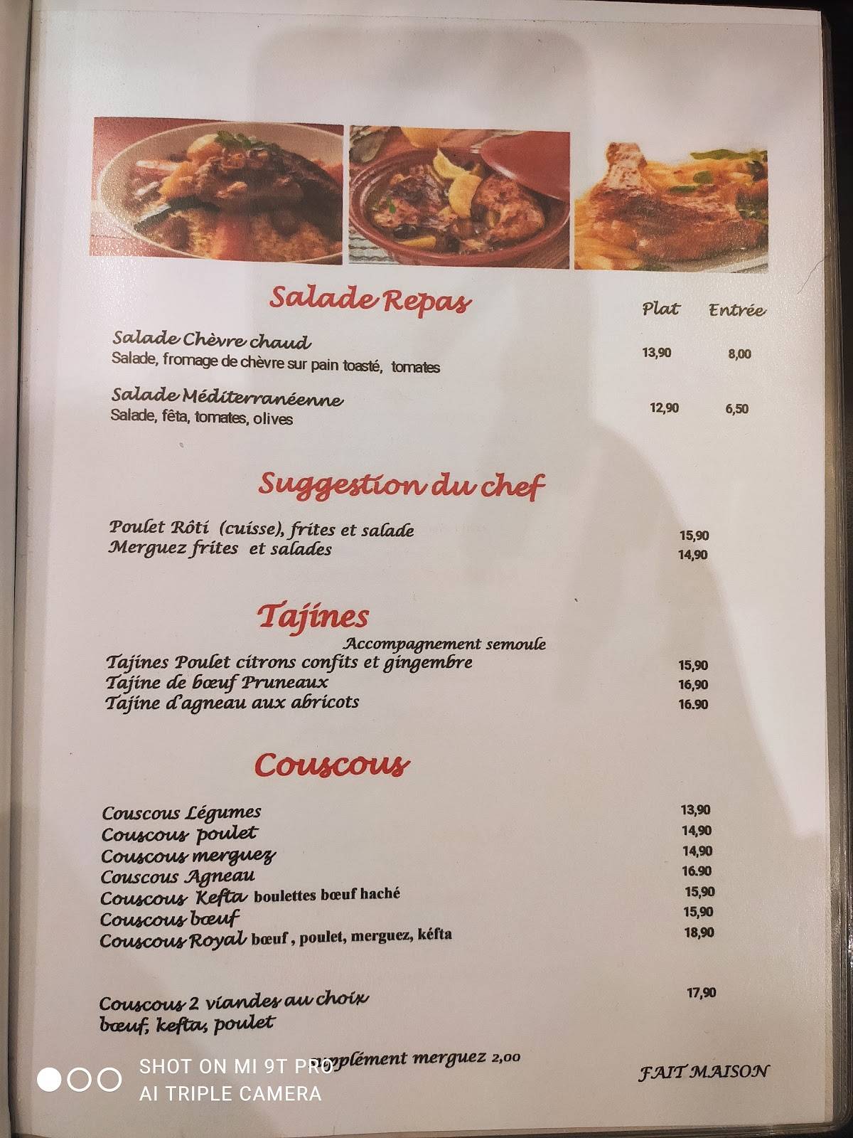 Menu au Restaurant La Cannelle, Valdahon