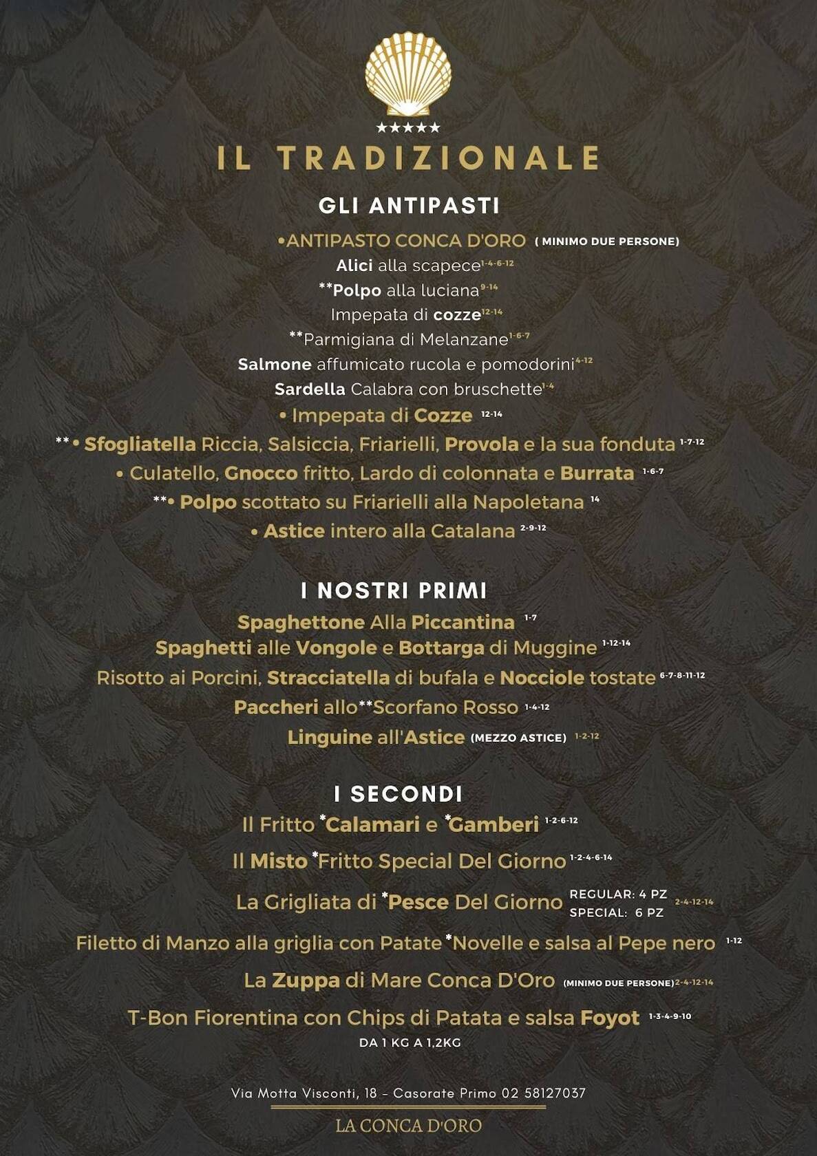 Menu da La Conca D'Oro ristorante, Casorate Primo