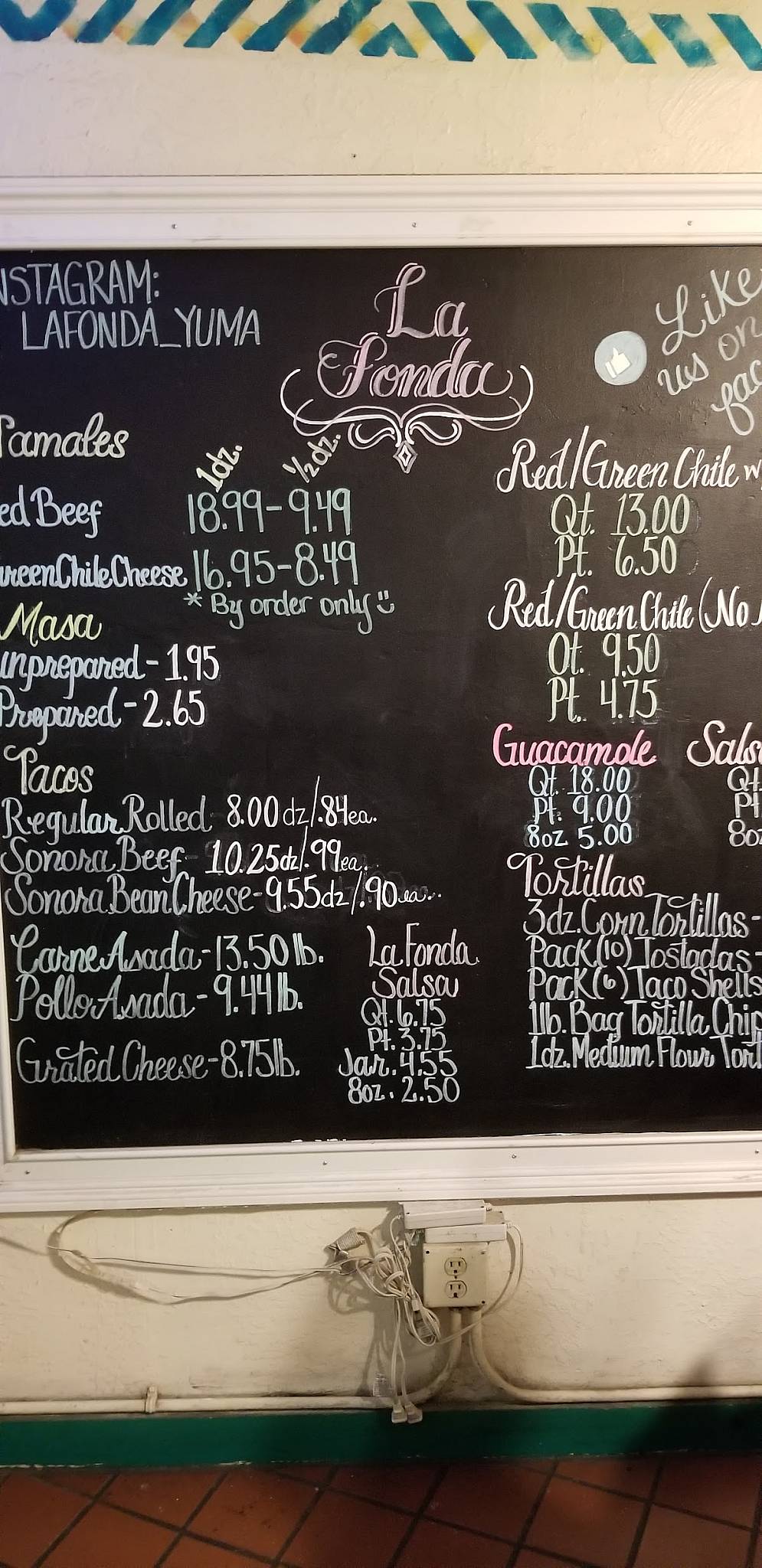Menu at La Fonda De MR. Burros restaurant, Yuma, S 3rd Ave