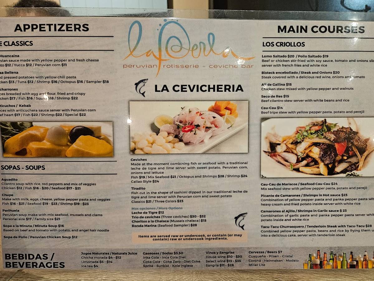 Menu at La Perla Peruvian Restaurant, Country Walk, SW 152nd St