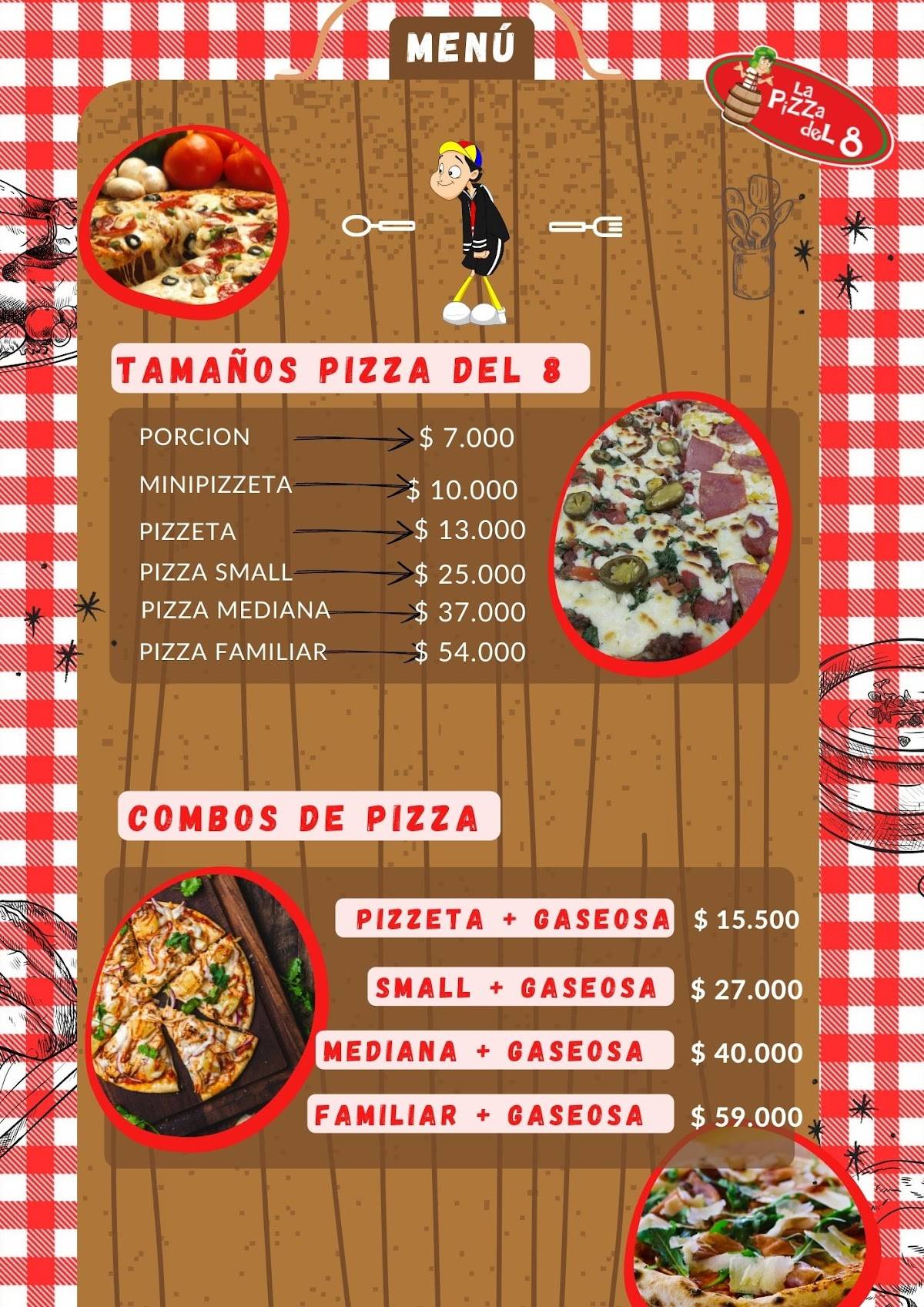 Menu at Pizza del ocho perla restaurant, Bogotá