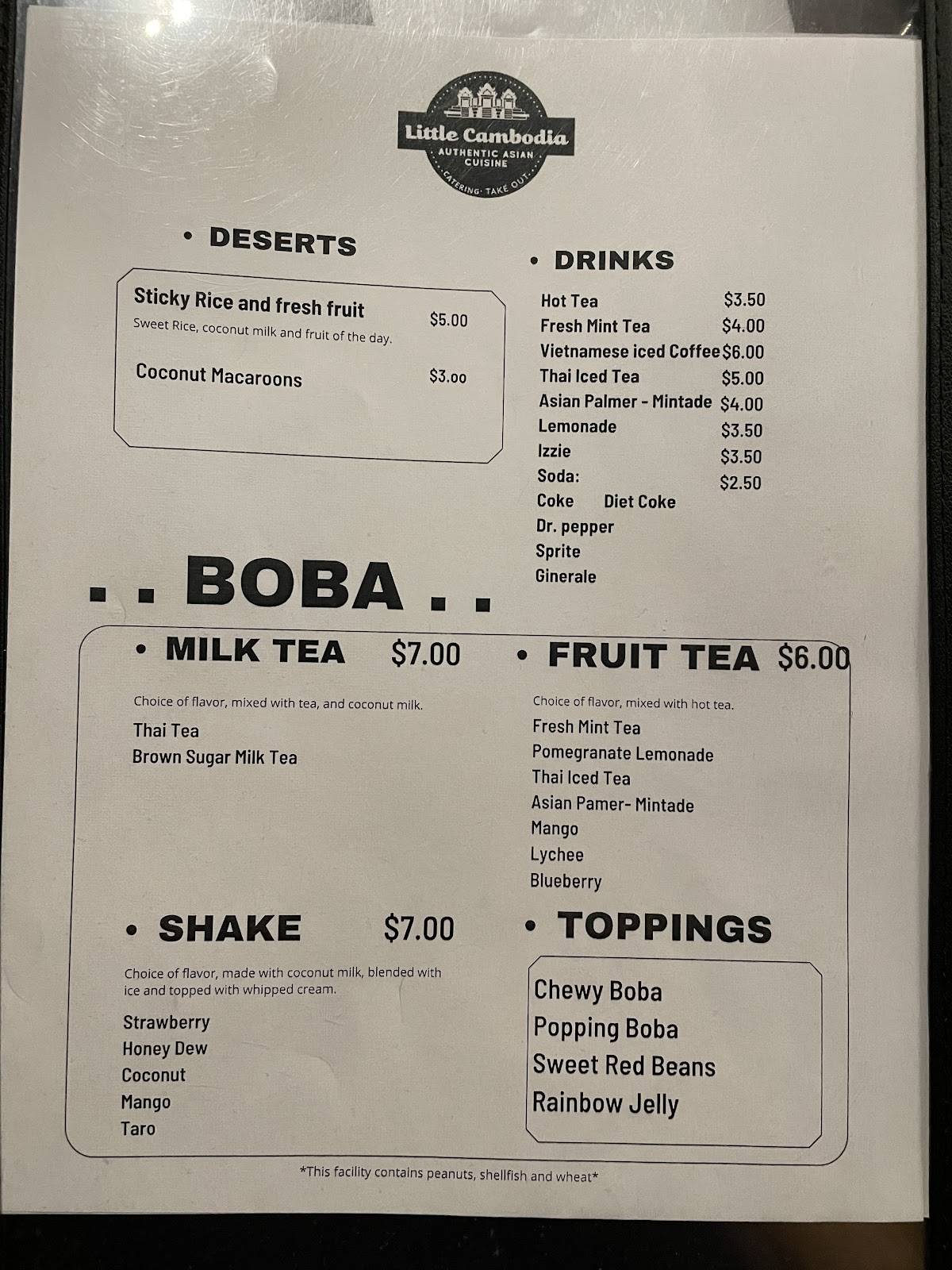 Menu at Little Cambodia restaurant, Salida, G St