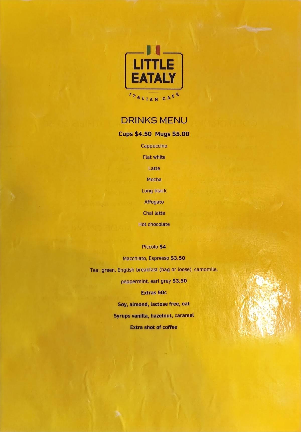 Menu at Little Eataly Cafe Restaurant - Taree, Taree