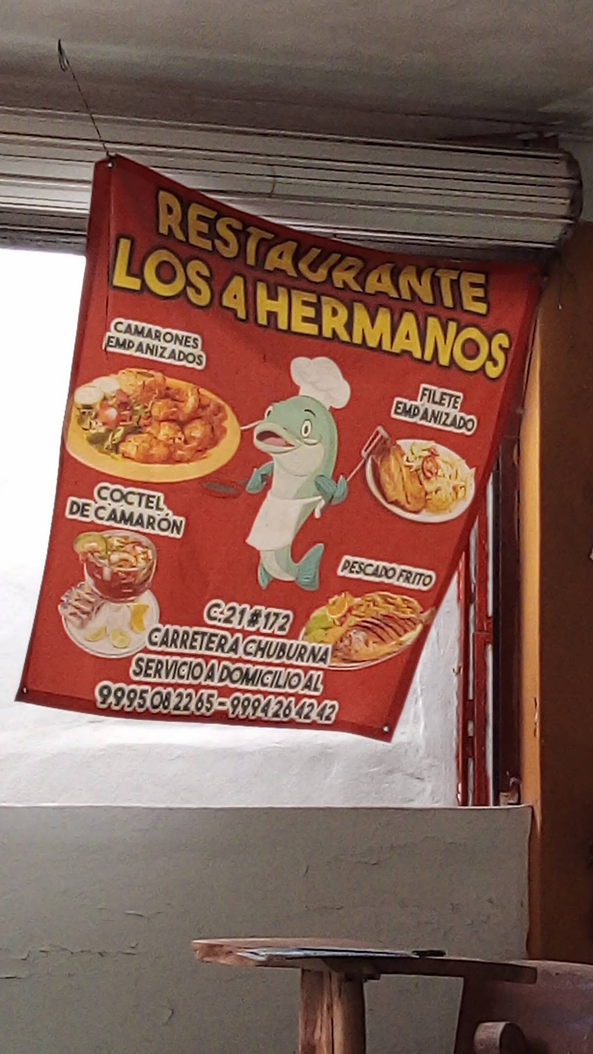 Carta del restaurante Los 4 Hermanos chelem, Chelem