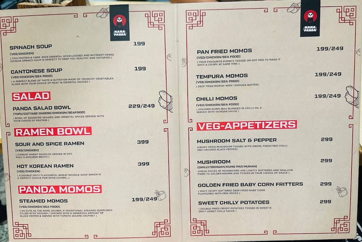 Menu at Mama panda, Vijayawada