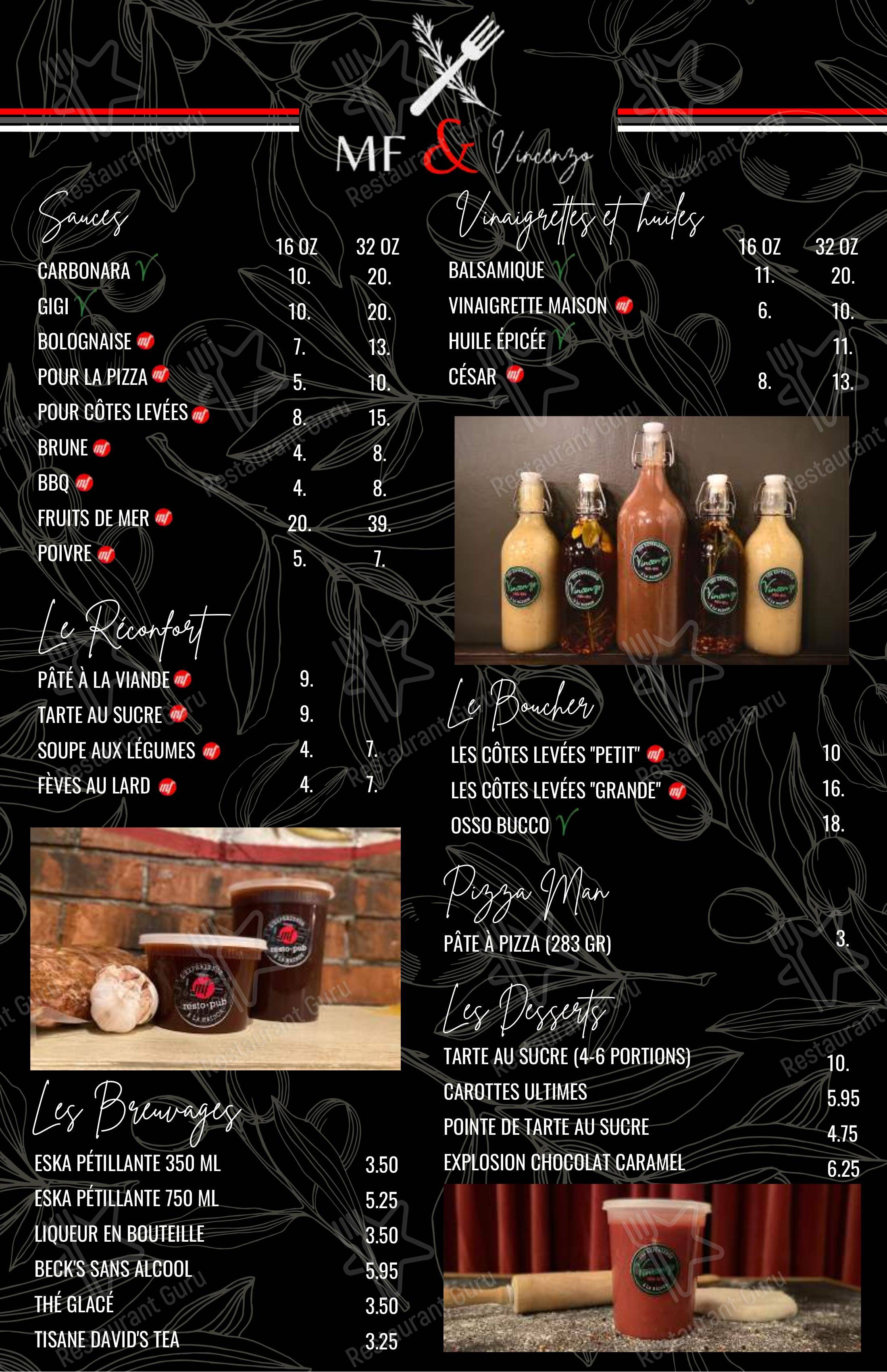 Menu au Maman Fournier Restaurant | Pub, Trois-Rivières, Bd des Récollets