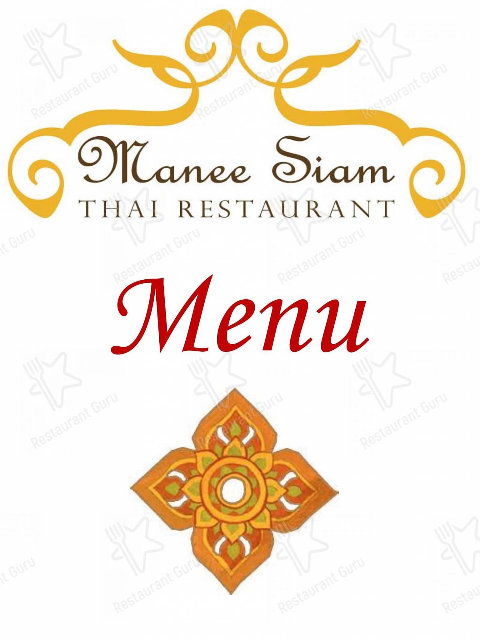 Menu at Manee Siam Thai Restaurant, Goodwood
