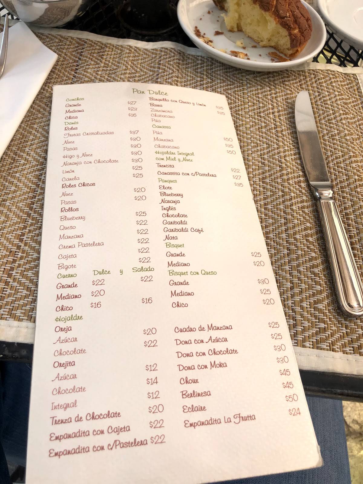 Carta del café Maque, Ciudad del México, Av. Emilio Castelar 209 G