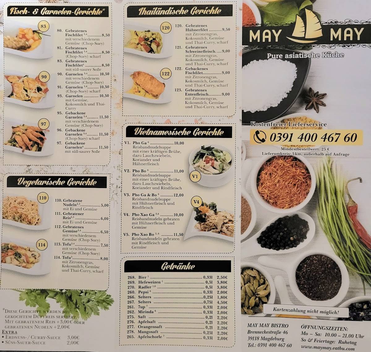 Speisekarte von May May restaurant, Magdeburg