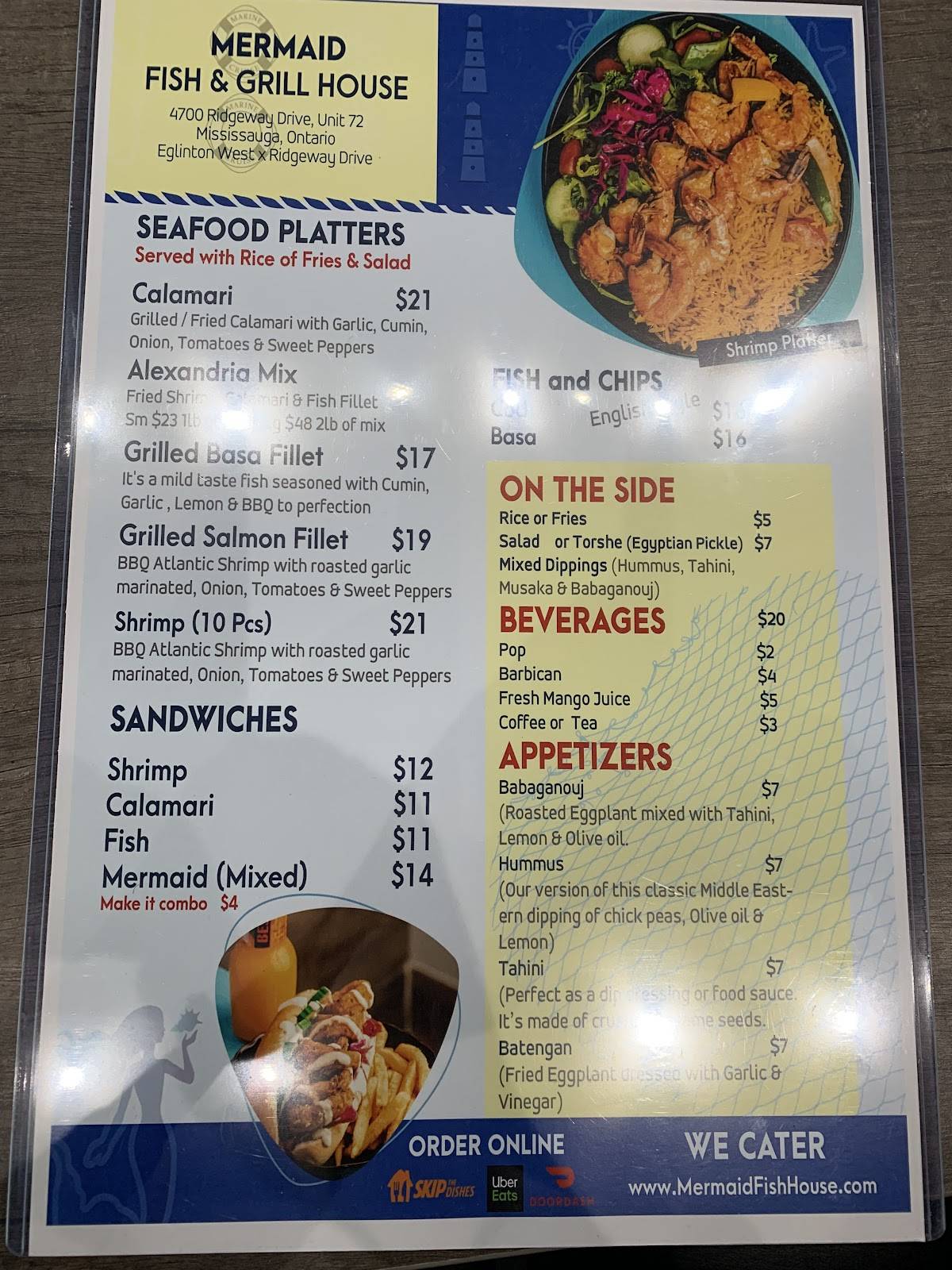 Menu at Mermaid Fish & Grill House restaurant, Mississauga