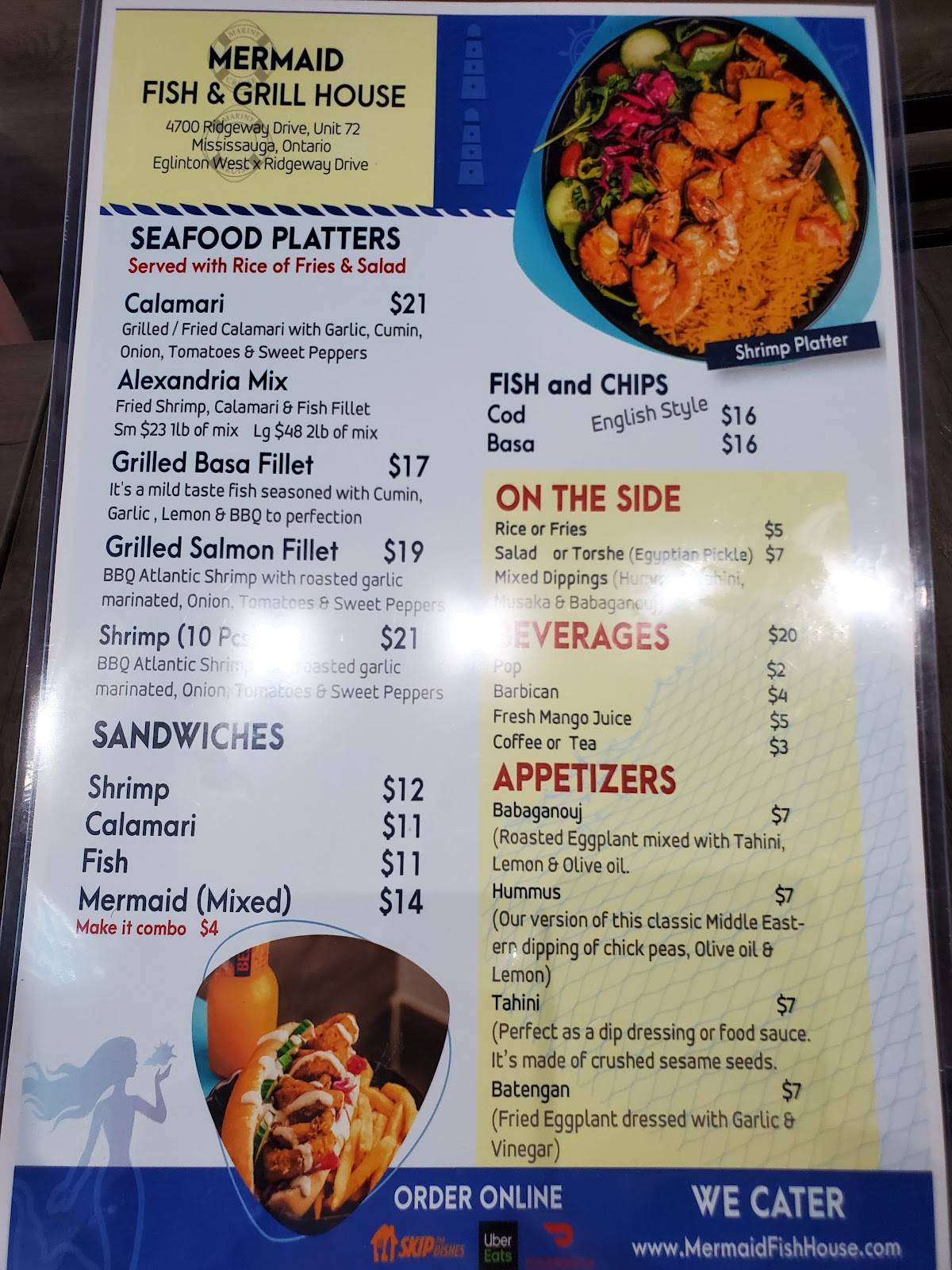 Menu at Mermaid Fish & Grill House restaurant, Mississauga