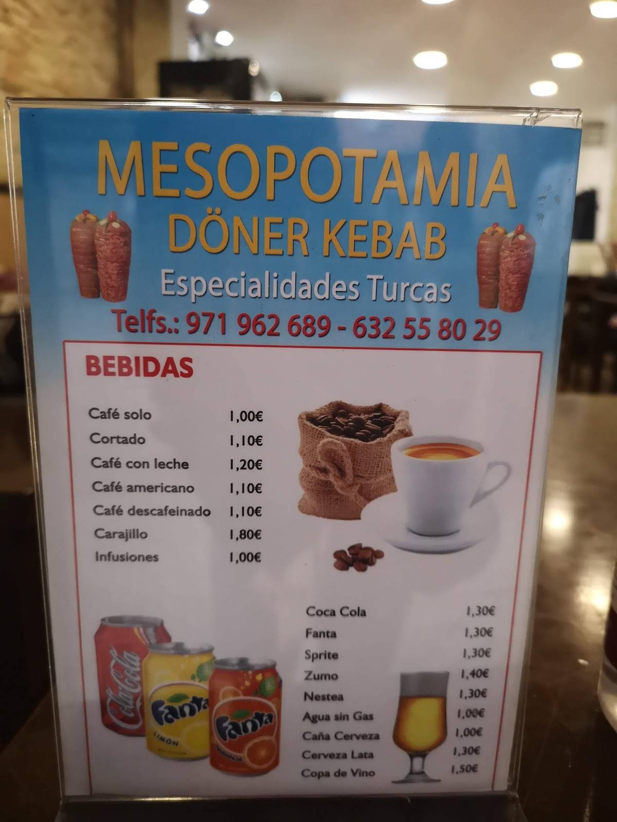 Carta del restaurante Mesopotamia Kebab, Palma del Mallorca, Carrer ...