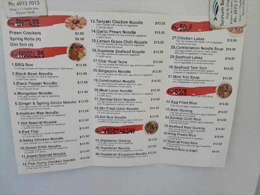 Menu at Mi Noodle restaurant, Harlaxton