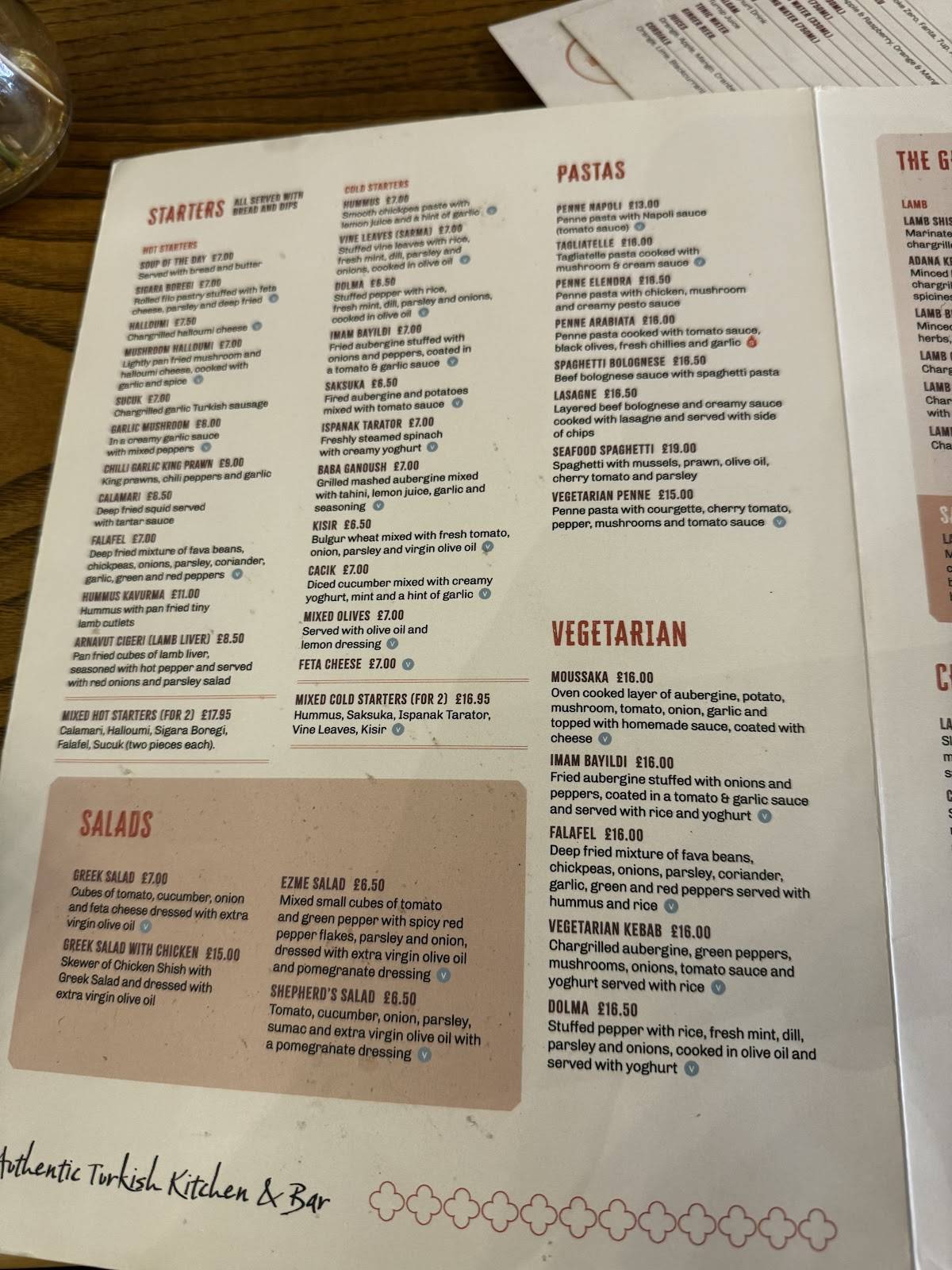 Menu at Milas restaurant, Dundee