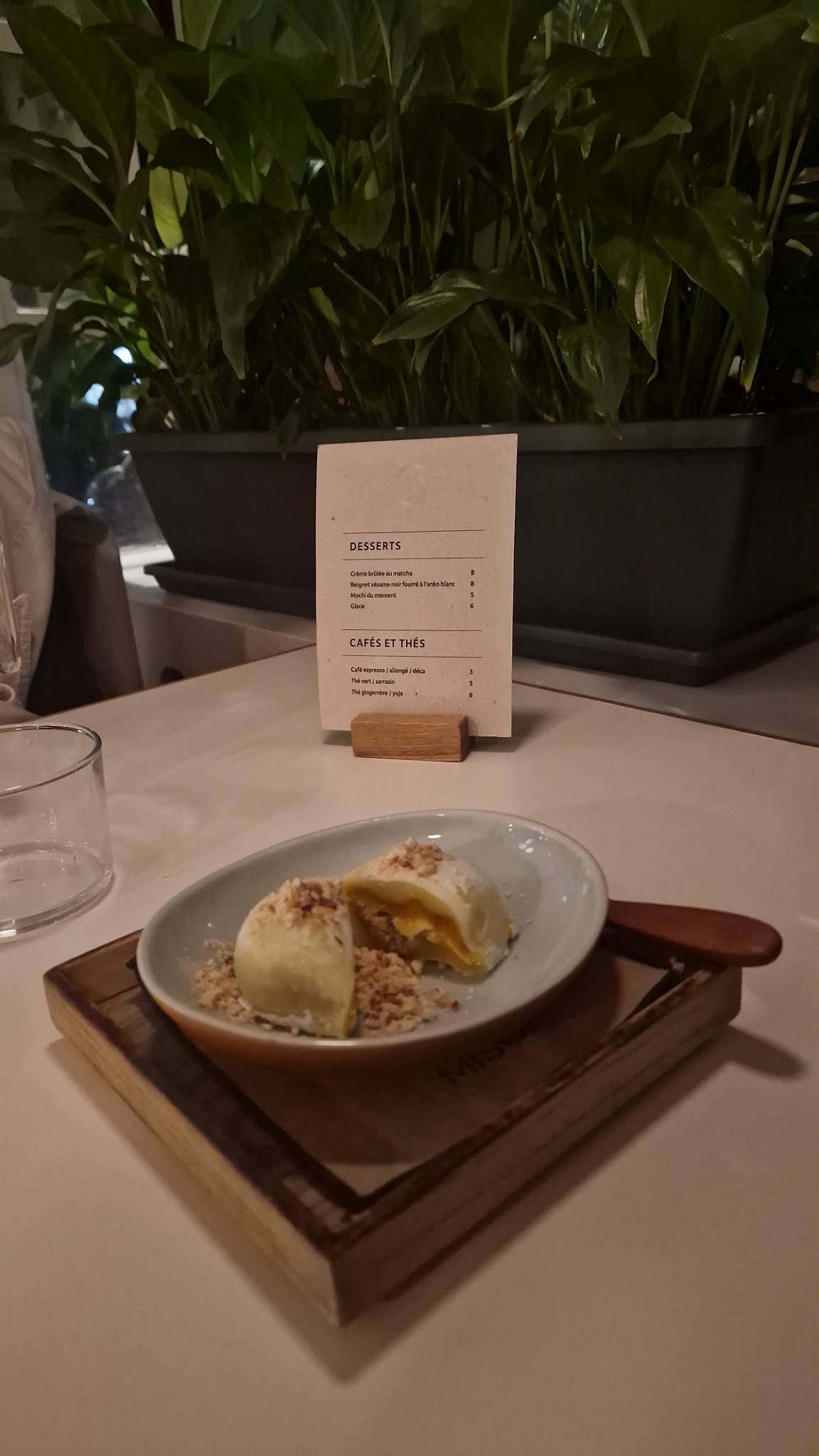 Menu at Misu restaurant, Paris