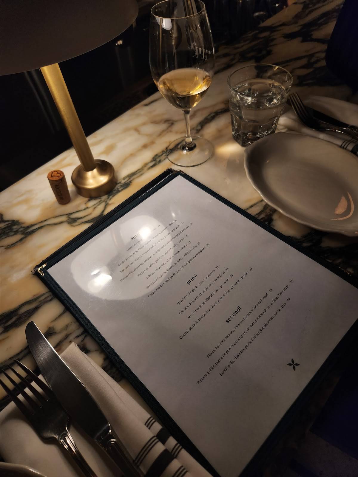 Menu au Restaurant Moccione, Montréal