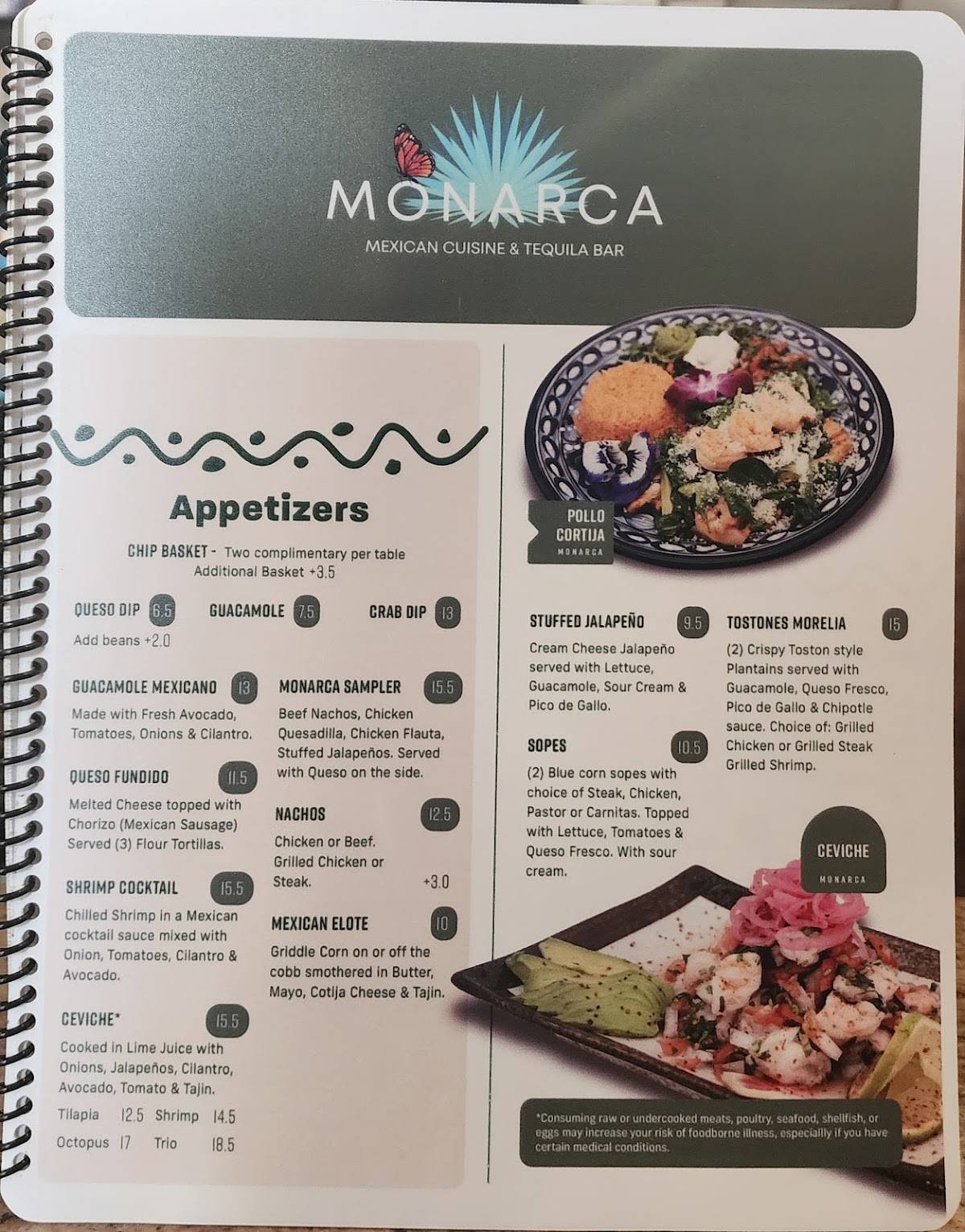 Menu at Monarca Mexican Cuisine & Tequila Bar, Ormond Beach, W Granada ...