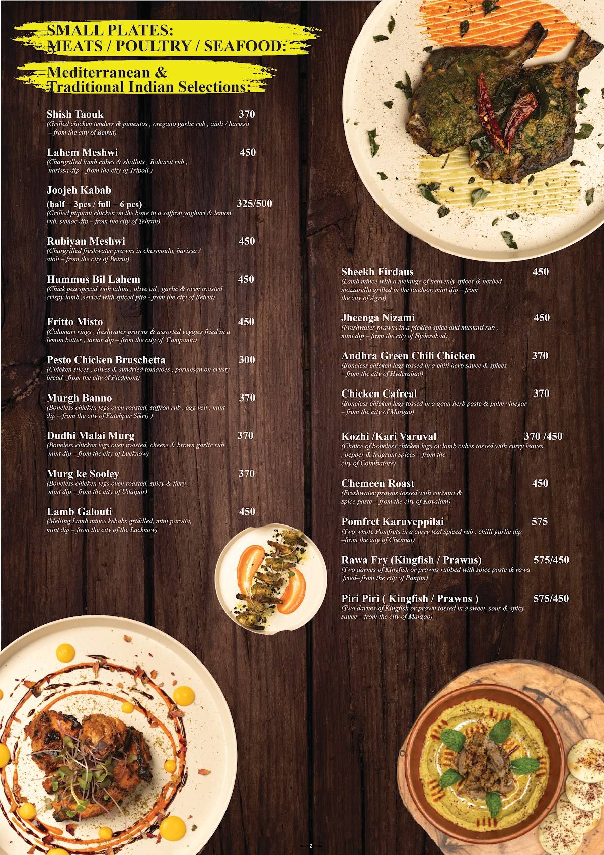 Menu at Mortar & Pestle, Reis Magos