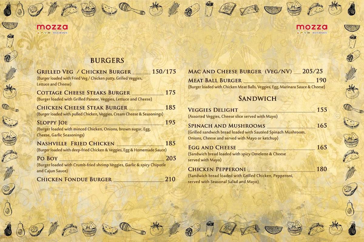 Menu at Mozza, Chennai