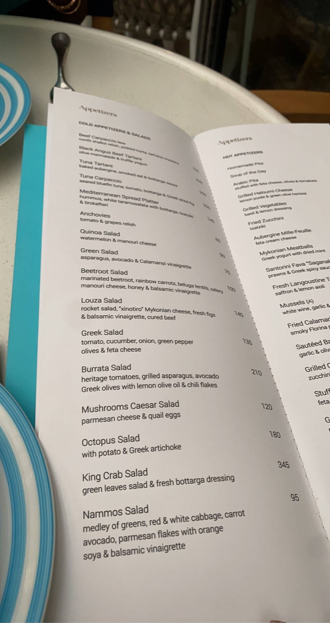 Menu at NAMMOS Dubai restaurant, Dubai