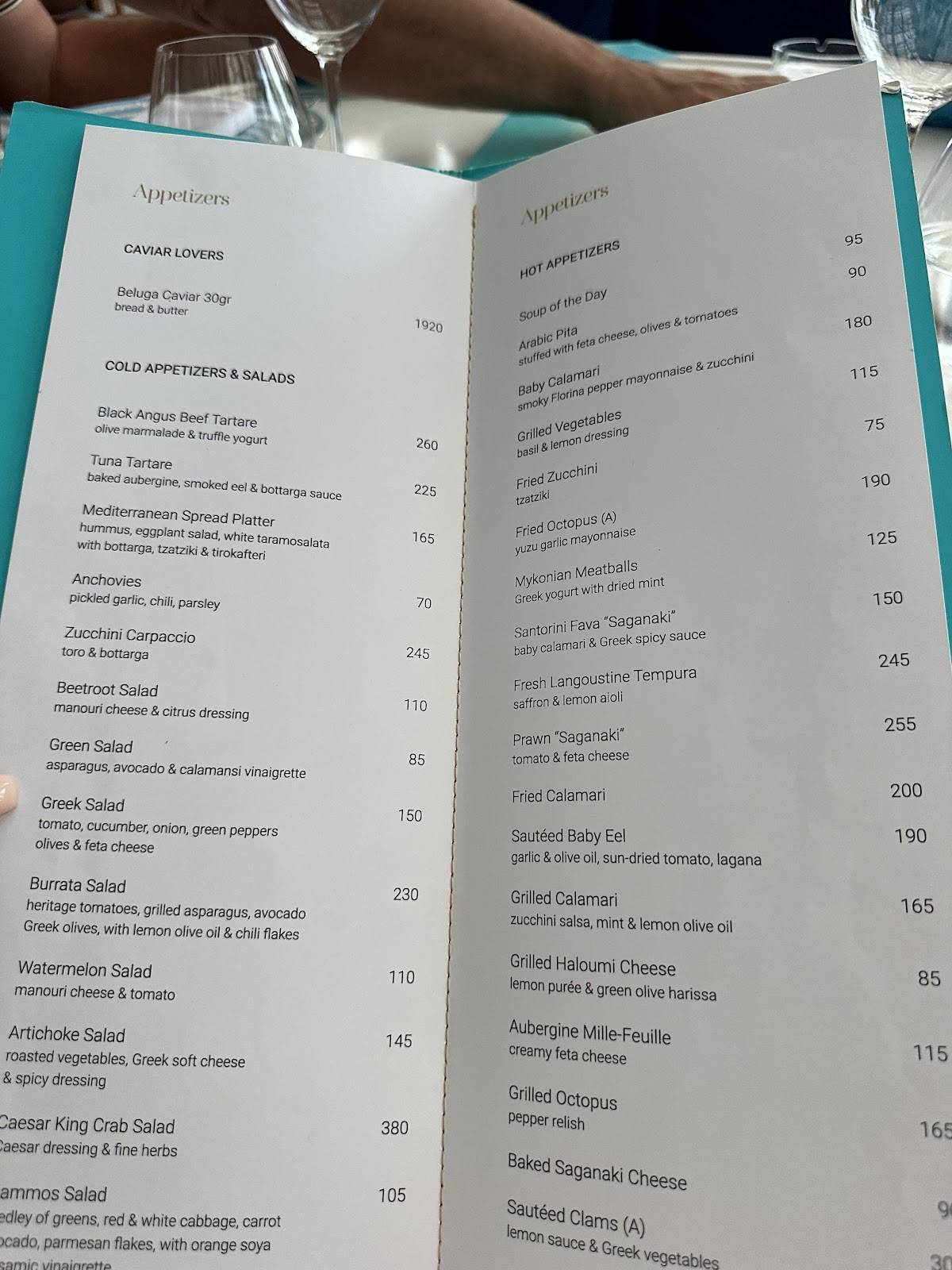 Menu at NAMMOS Dubai restaurant, Dubai
