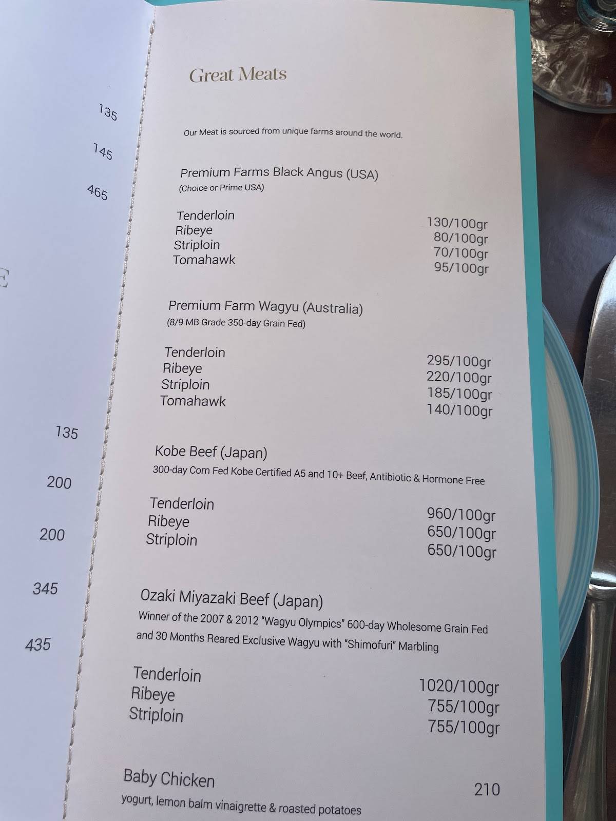 Menu at NAMMOS Dubai restaurant, Dubai