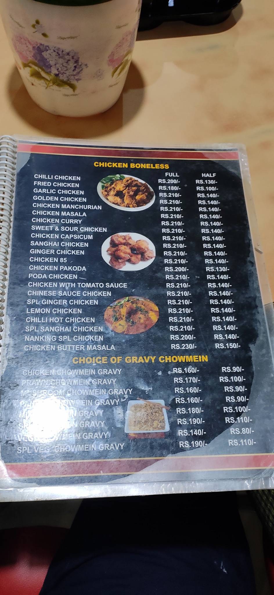 Menu at NANKING, Cuttack