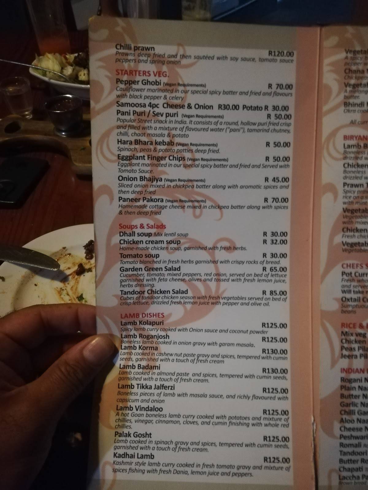 Menu at Namak Craighall Park - Authentic North Indian Cuisine ...