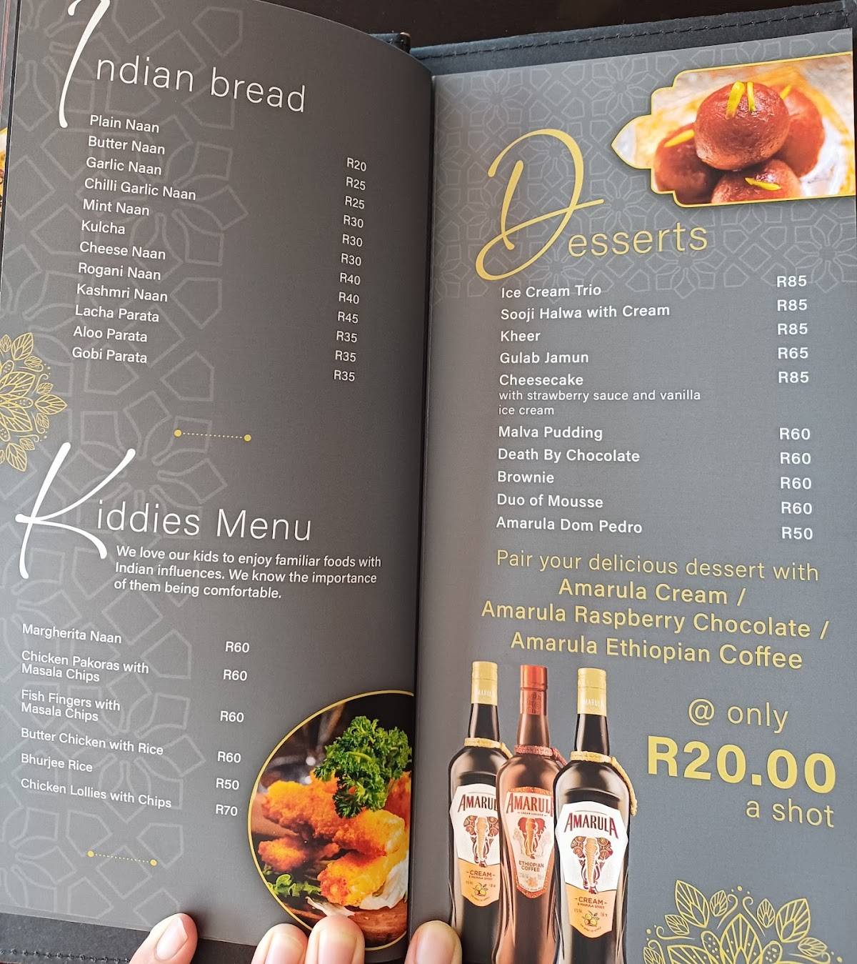 Menu at New Delhi, North Indian Restaurant, Johannesburg