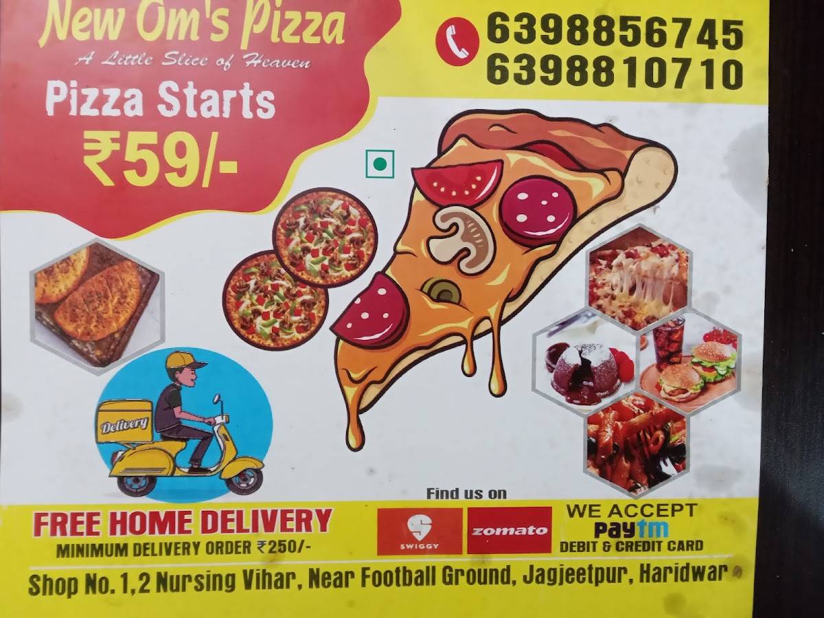 Menu at New Om's Pizza, Haridwar