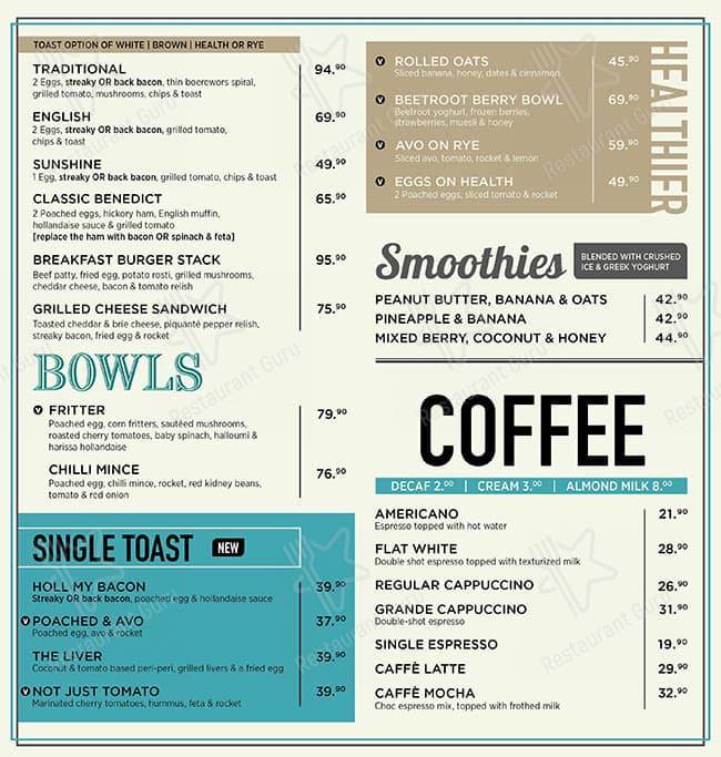 Menu at News Cafe, Johannesburg, Shop 1