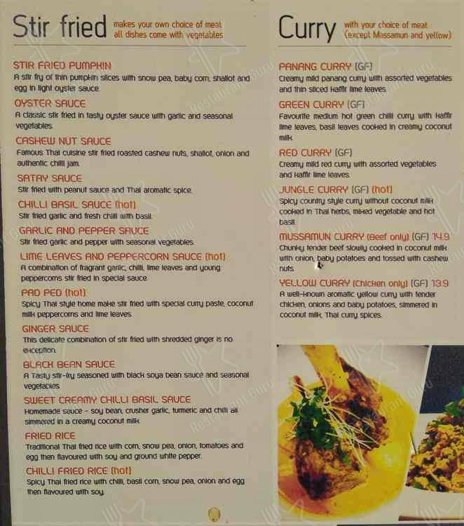 Menu at Ninety Nine Thai restaurant, Bondi