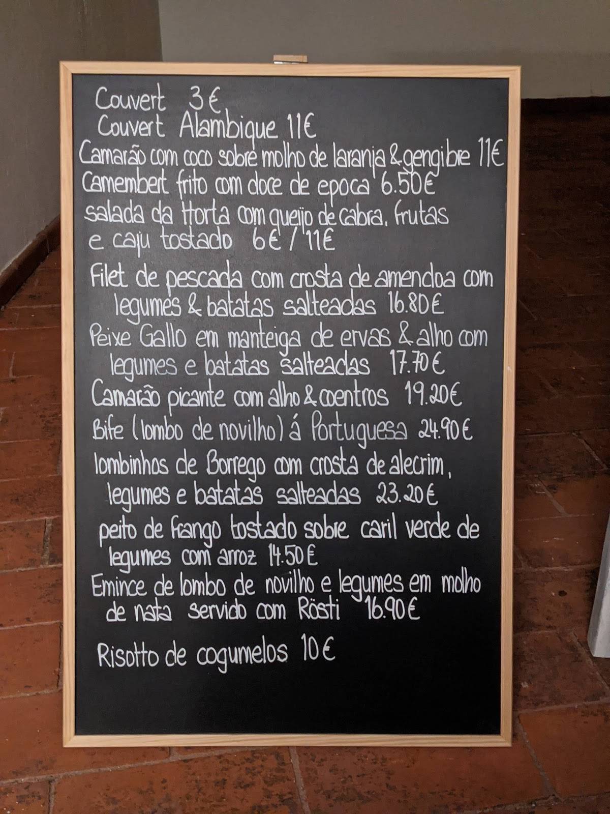 Menu em Restaurant O Alambique, Silves, Poço Barreto