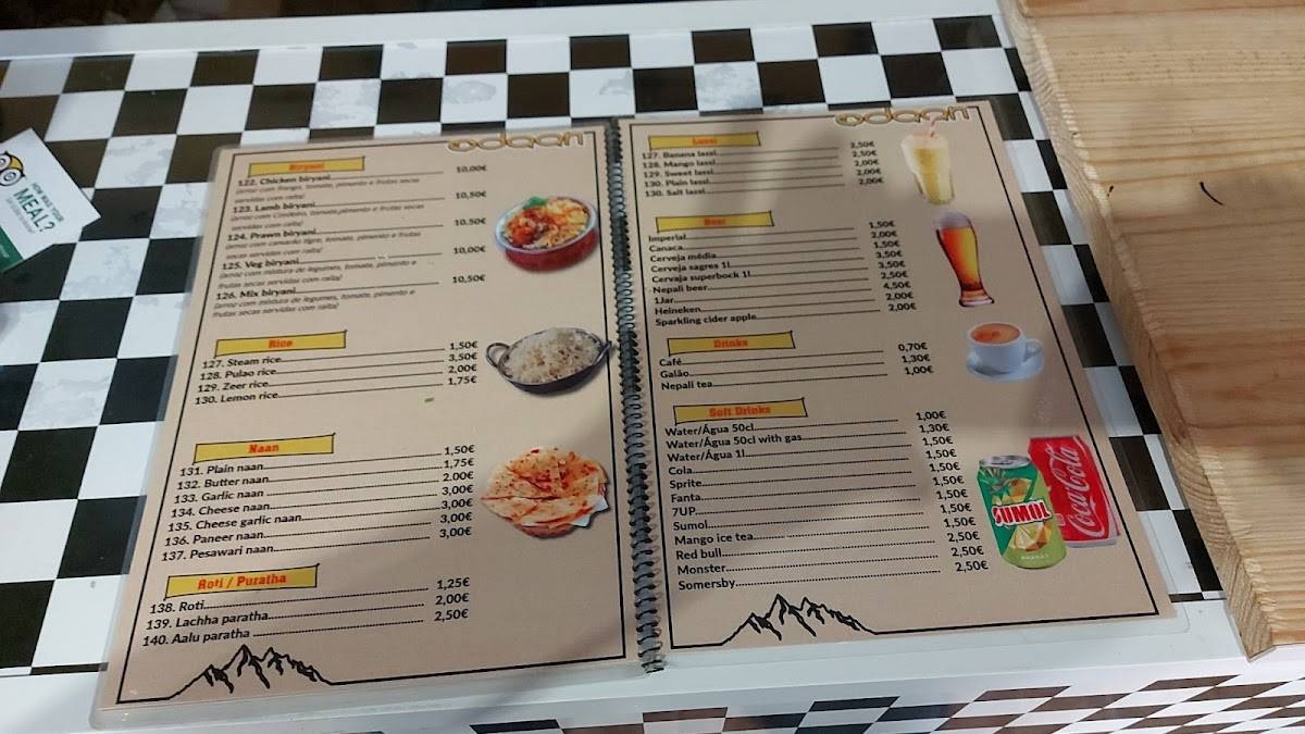 Menu em Restaurant ODAAN (Nepalese & Indian ), Lisboa