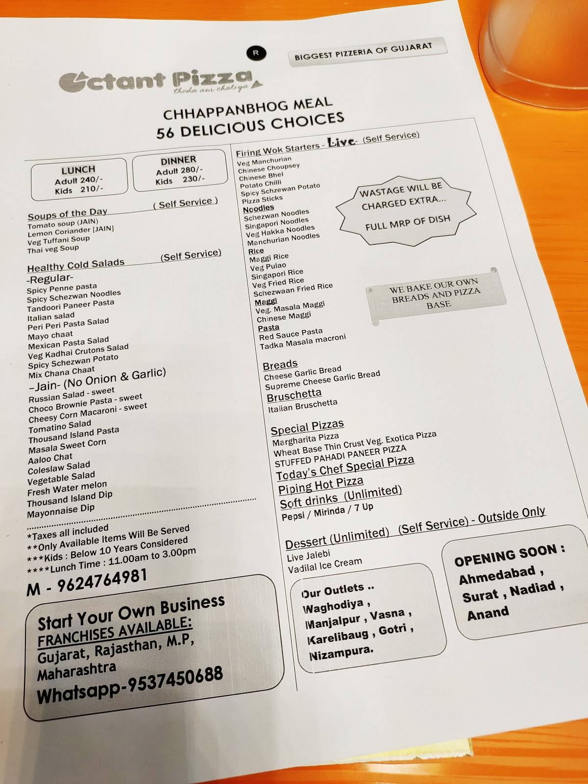 Menu at Quarter Pizza, Multicuisine Buffet with 111+ Varieties, All ...