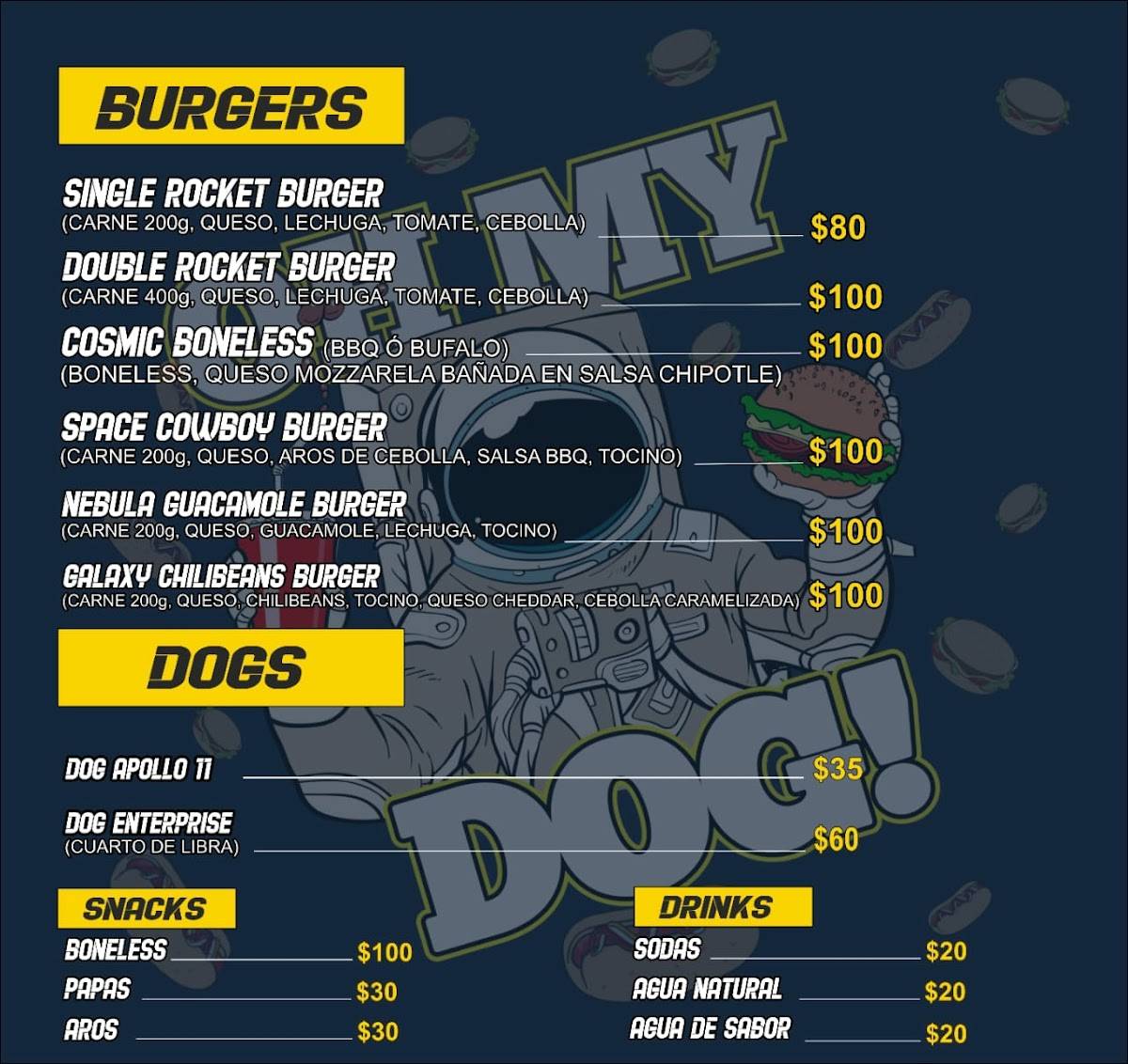 Menu at Oh My Dog! restaurant, Mexicali