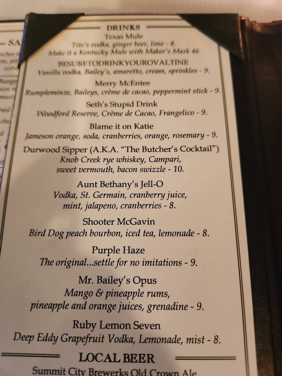 Menu at Old Gas House Restaurant, Fort Wayne
