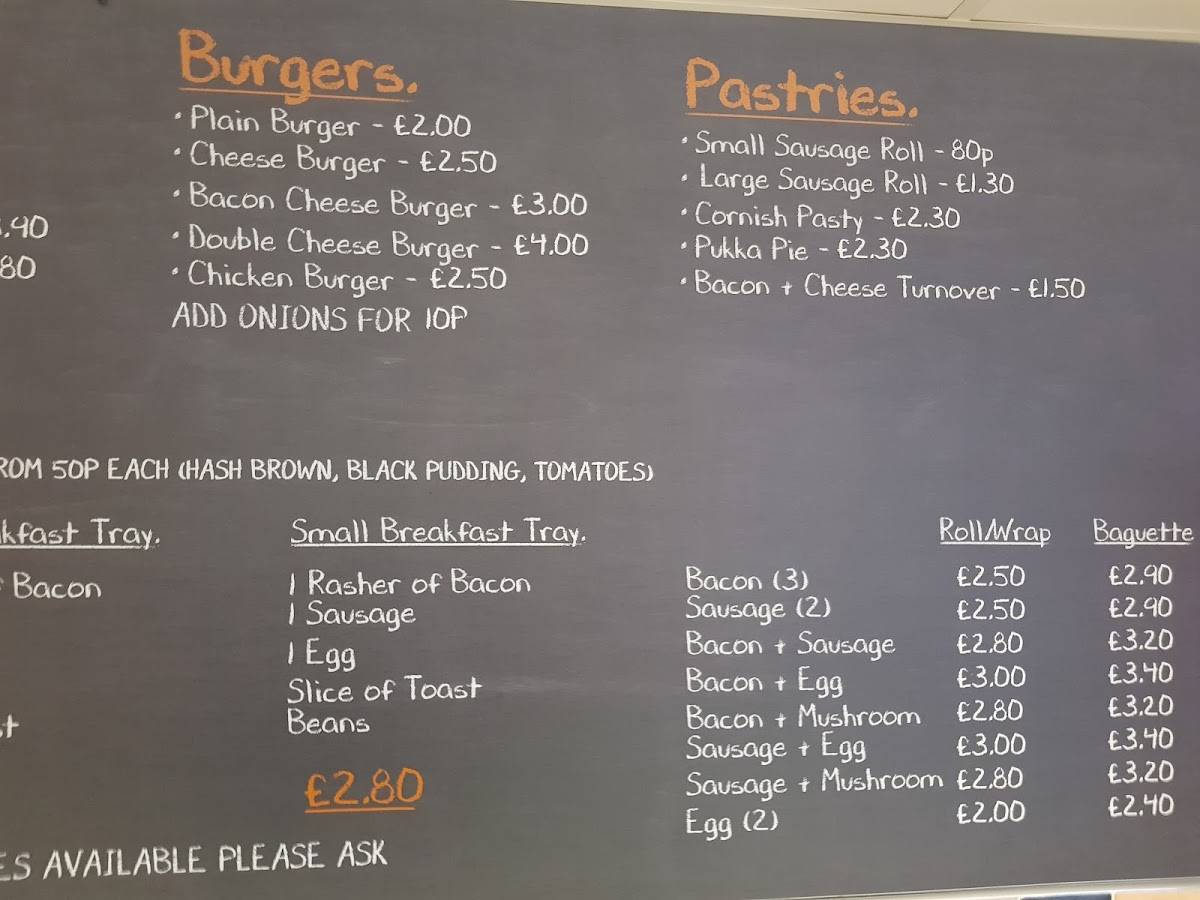 Menu at On a Roll cafe, Lincoln