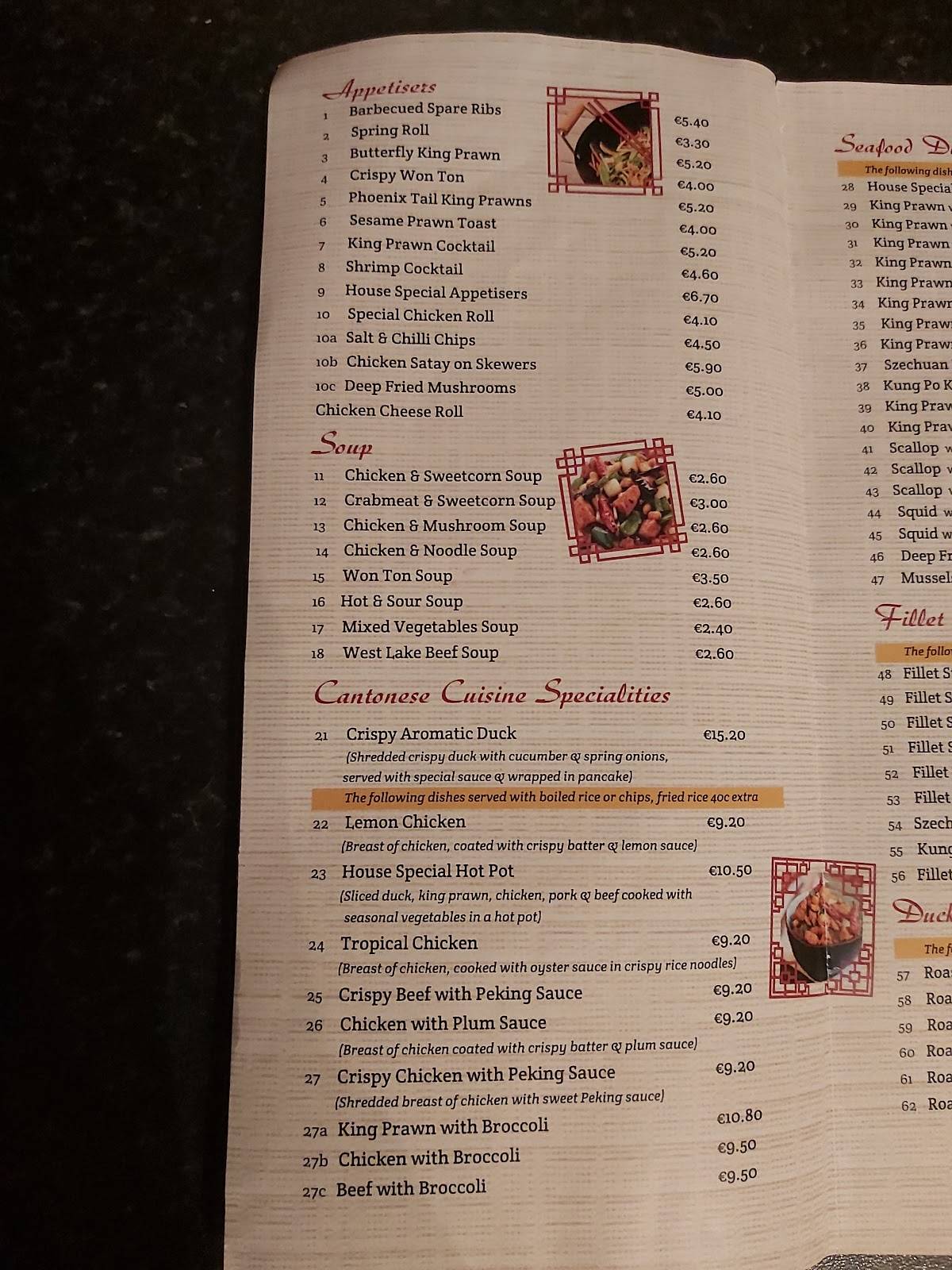 Menu at Pak Fook Gardens Chinese Restaurant, Youghal