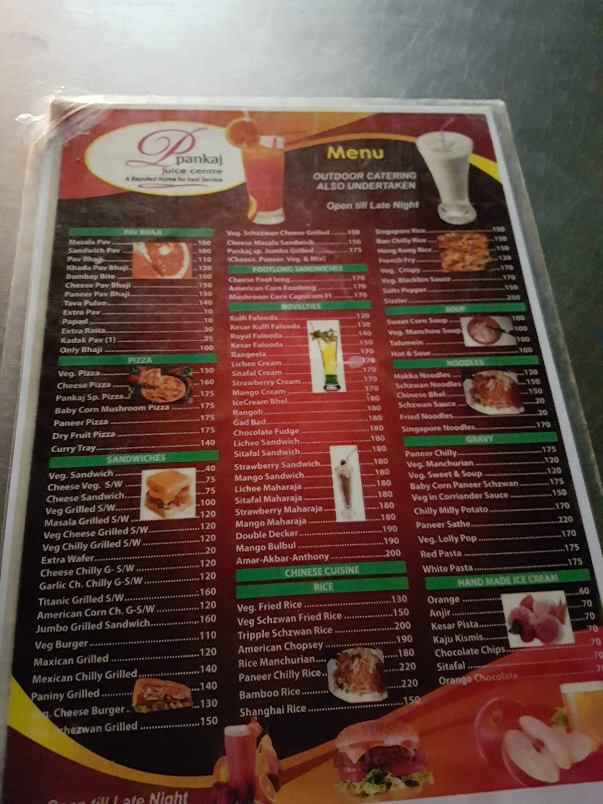Menu at Pankaj Juice Center, Mumbai, Bhaudaji Rd