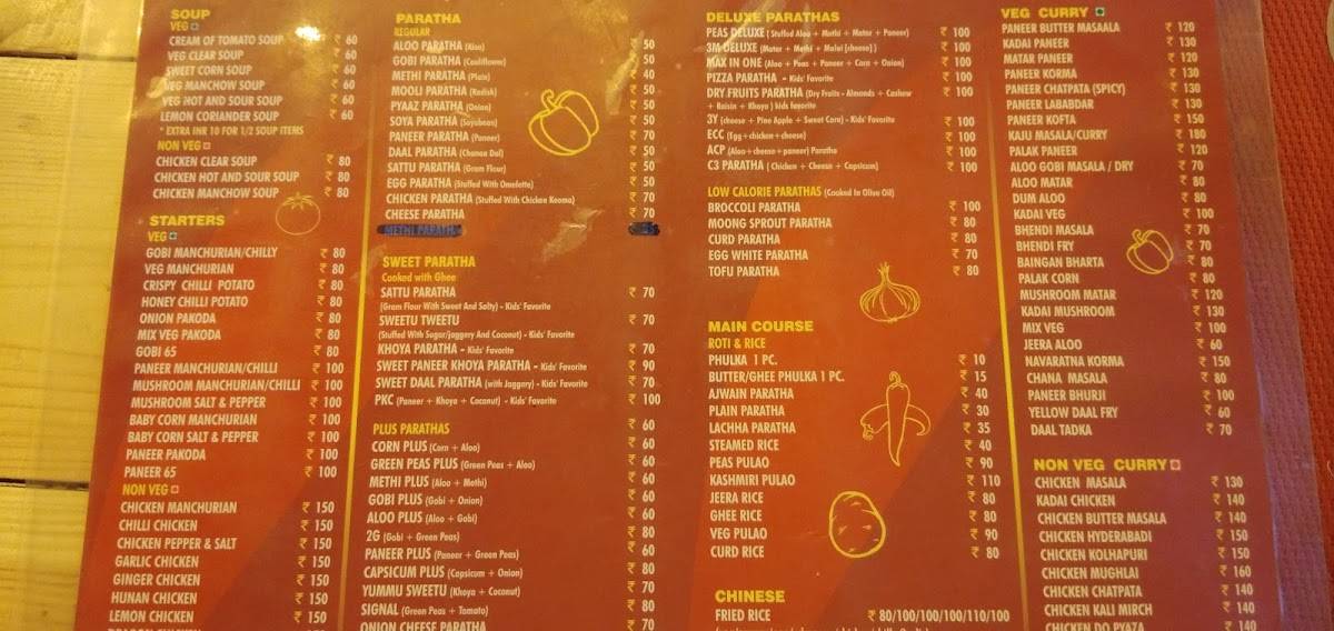 Menu at Paratha Lounge, Bengaluru, 2