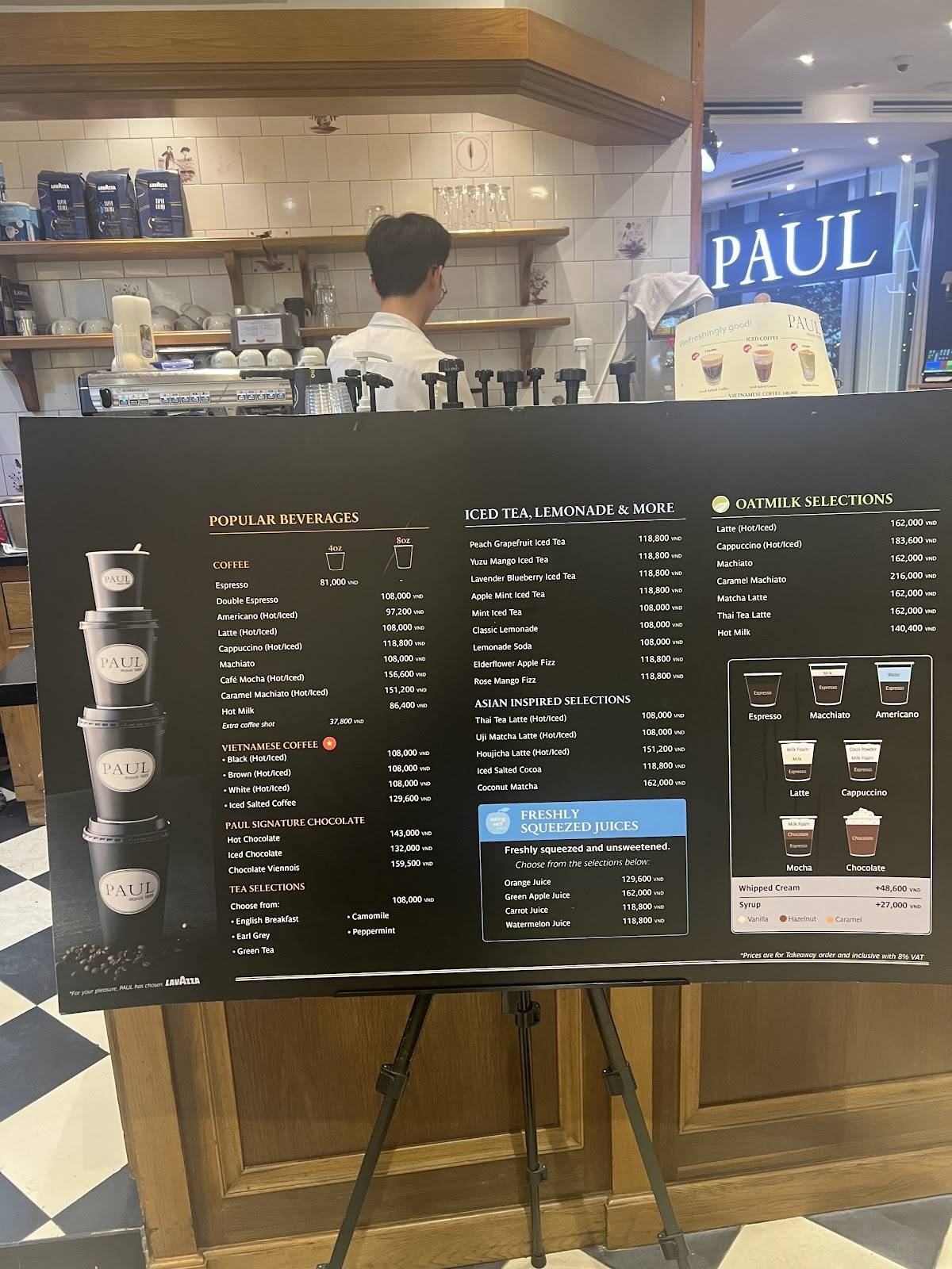 Menu at Paul Bakery, Ho Chi Minh City