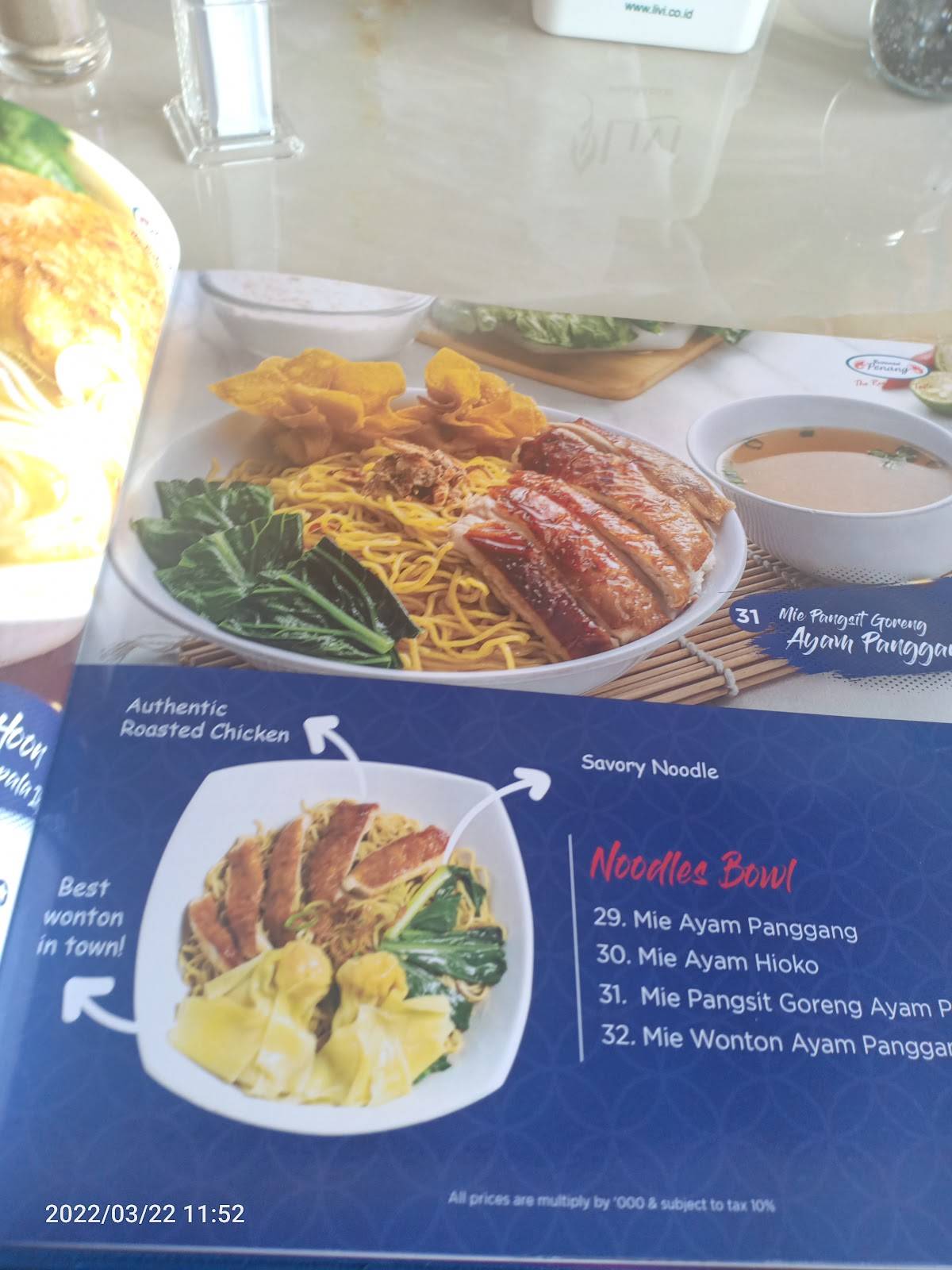 Menu at Restaurant Penang Sorrento Junction, Curug Sangereng